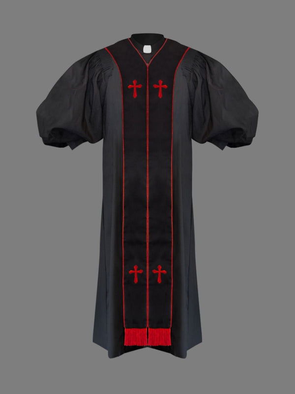 Black Clergy Pulpit Robe with Free Red Stole | Premium Tailoring – Suit ...