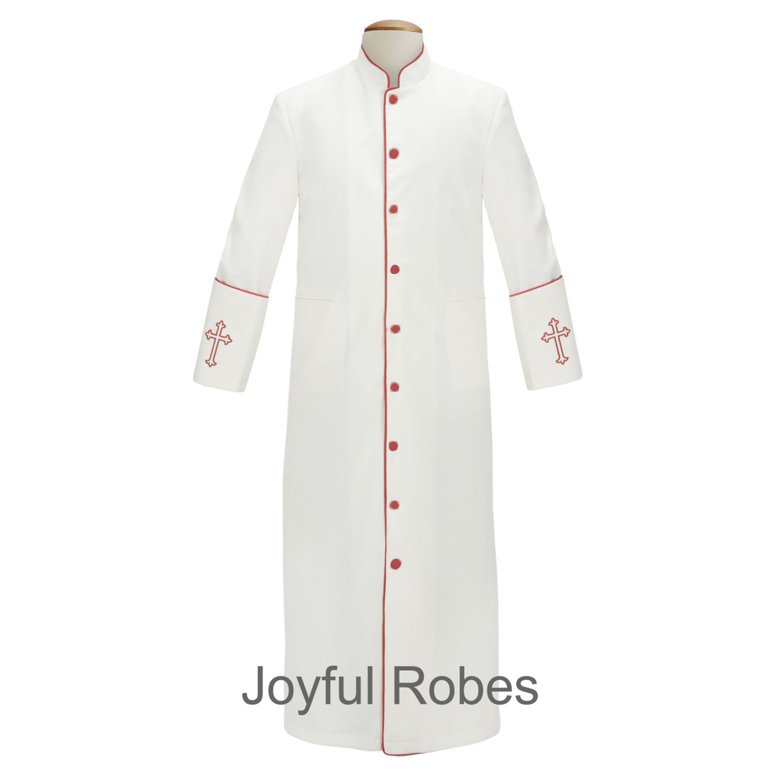 Men's White & Red Clergy Robe with Trim and Cross Accents – Suit Avenue
