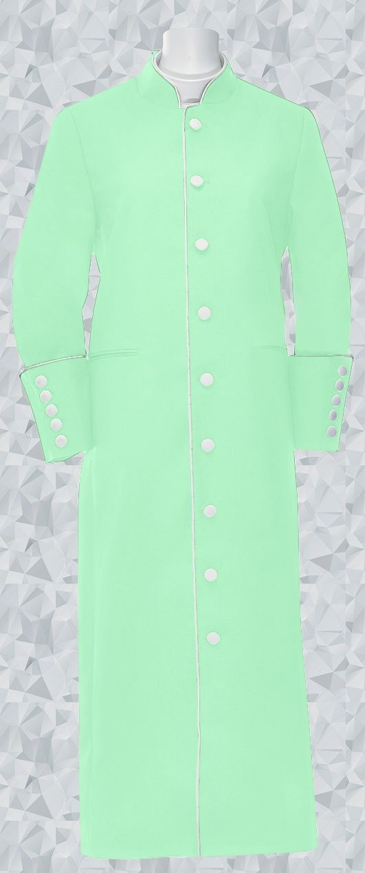 Women’s Mint Green Clergy Robe with White Trim & Matching Buttons ...