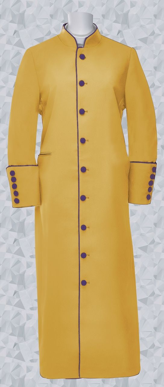 Women's Pastor Robe Gold with Purple Trim – Elegant Clergy Wear – Suit ...